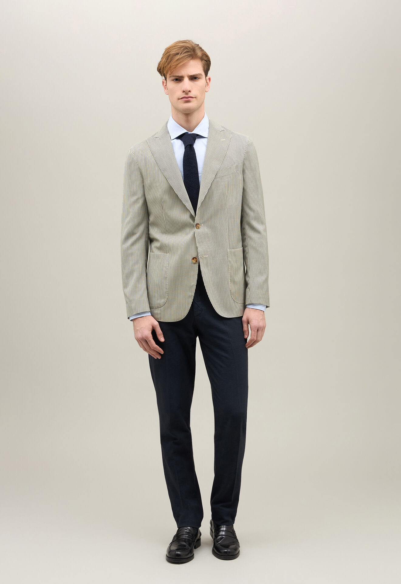 Striped Wool Silk Jacket in Green/White: Luxury Italian Jackets for Men ...