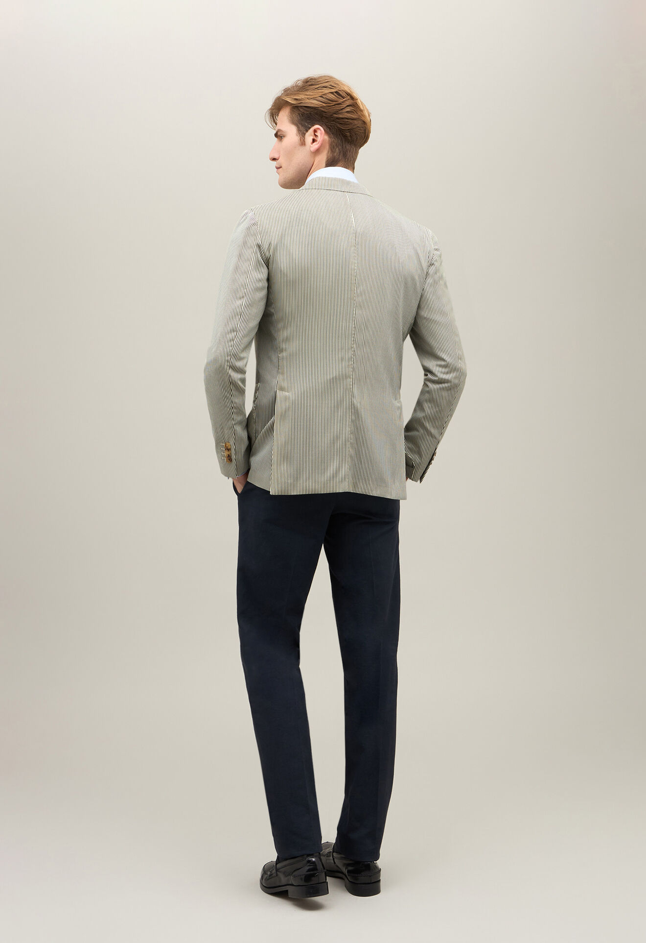 Striped Wool Silk Jacket in Green/White: Luxury Italian Jackets for Men ...