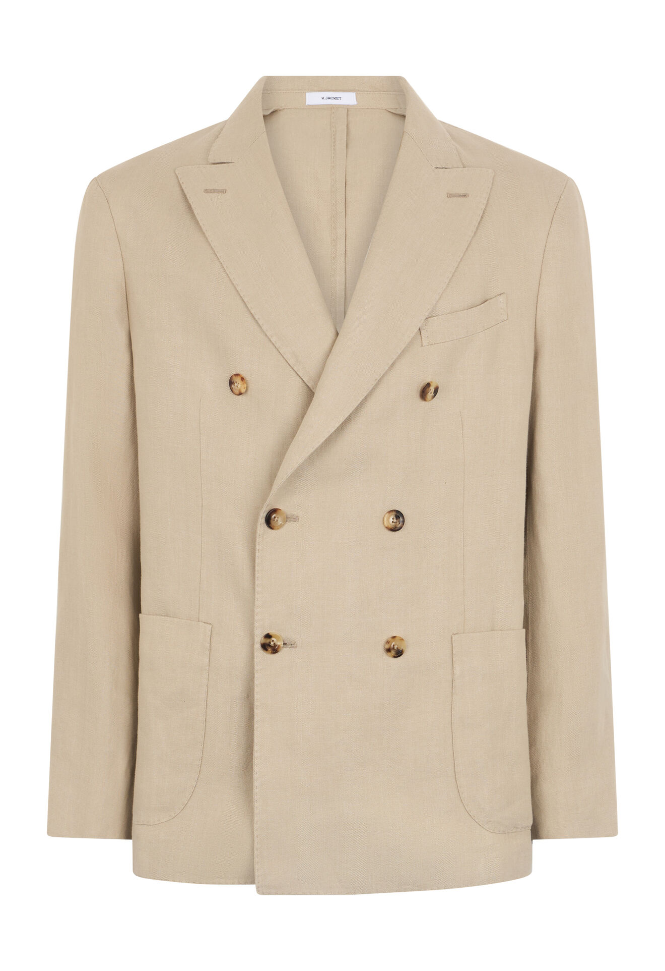 Zweireihiges K-Jacket aus Leinen in Chevron-Optik in Beige: Luxus ...